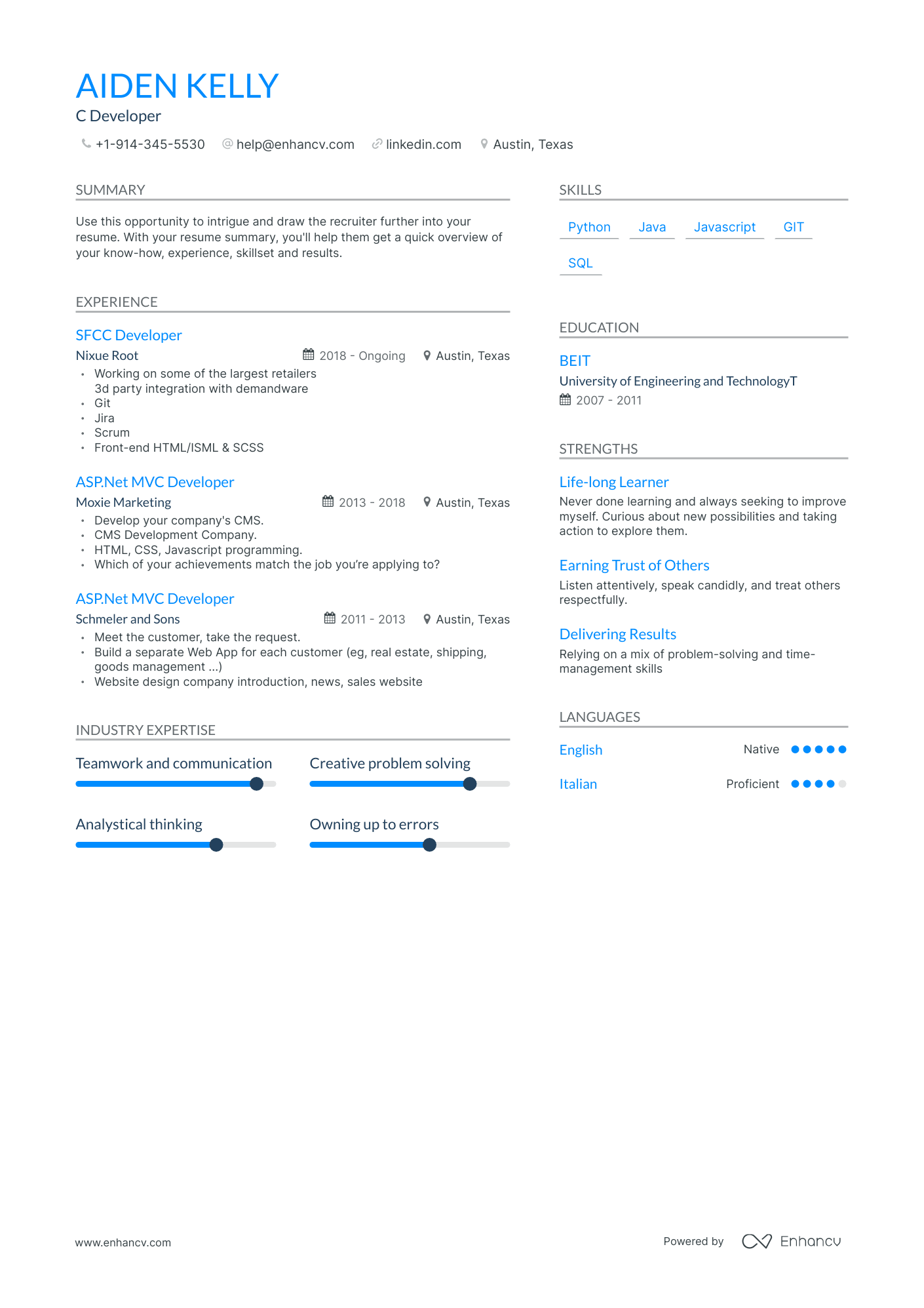 C Developer Resume Examples & Guide for 2023 (Layout, Skills, Keywords ...