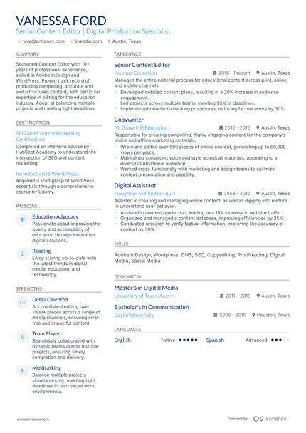 10 Content Editor Resume Examples & Guide for 2025