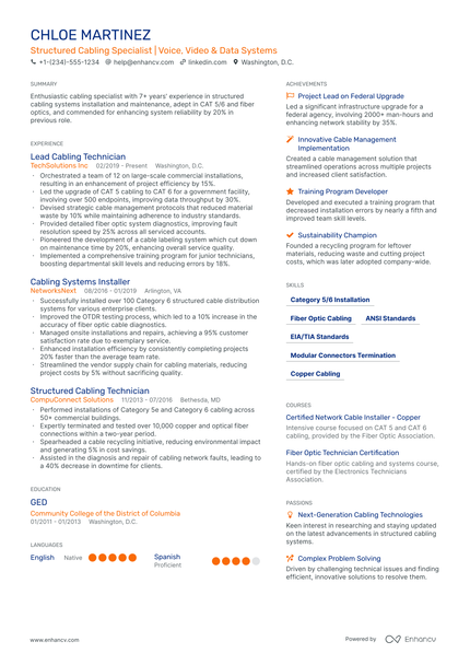 5 Cable Technician Resume Examples & Guide for 2024