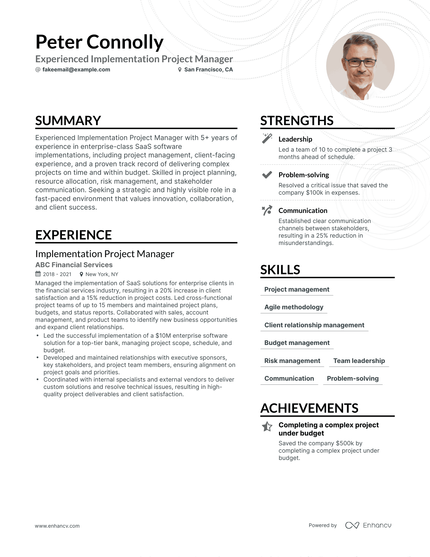 5 Implementation Project Manager Resume Examples & Guide for 2023