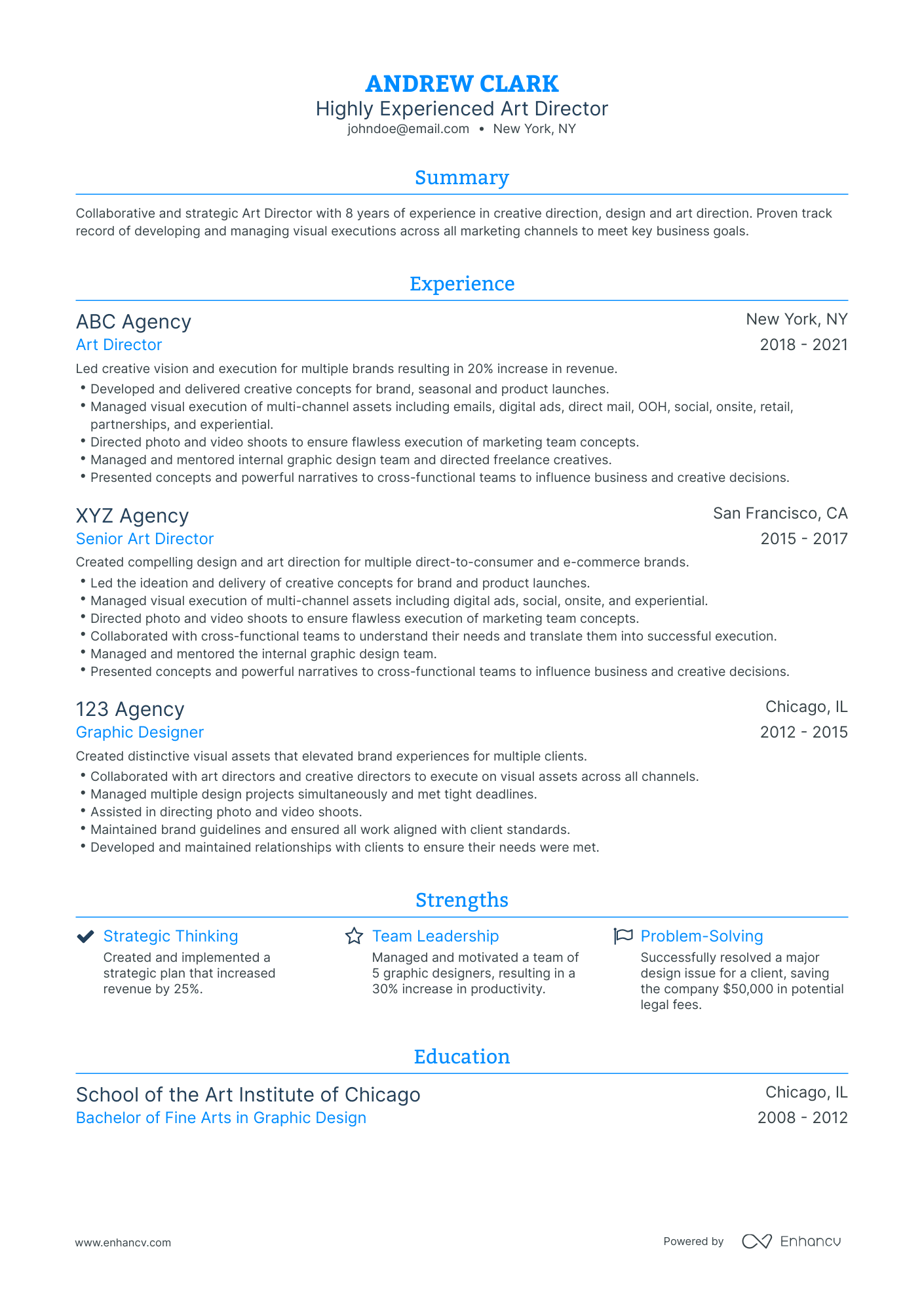 5 Art Director Resume Examples & Guide for 2024