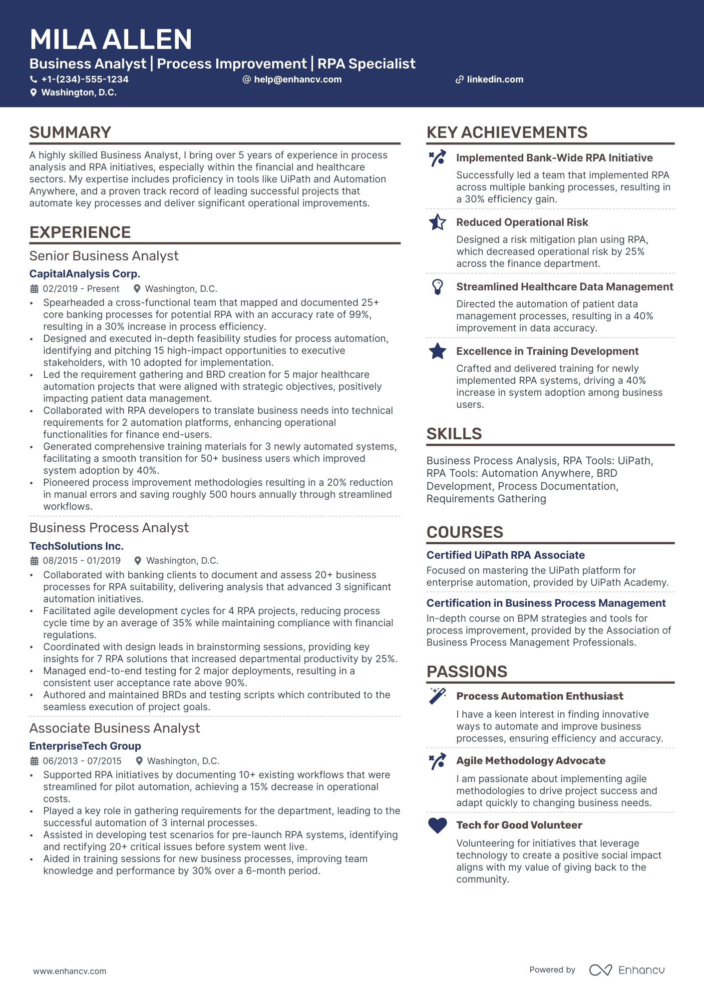 10 RPA Business Analyst Resume Examples & Guide for 2026
