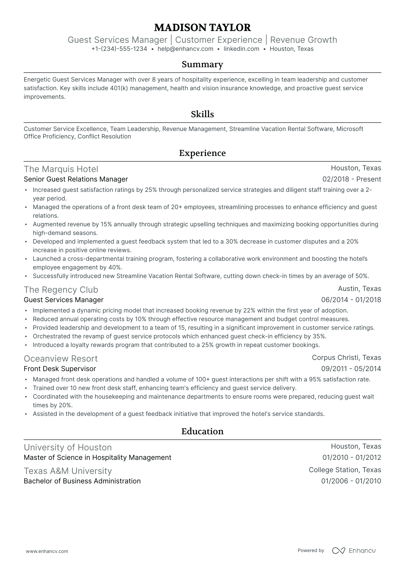 10 Guest Services Manager Resume Examples & Guide for 2026