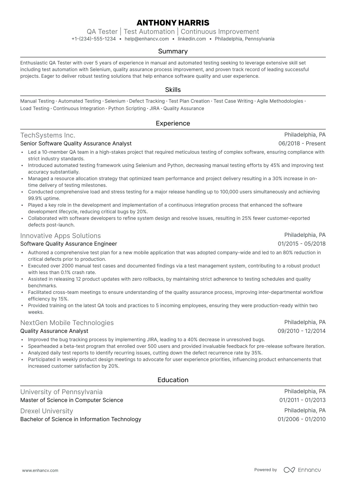 5 Software Tester Resume Examples & Guide for 2024