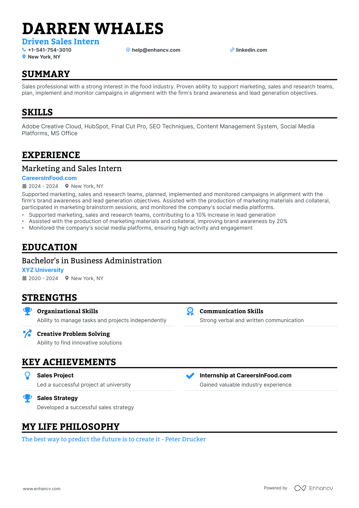 10 Sales Intern Resume Examples & Guide for 2025