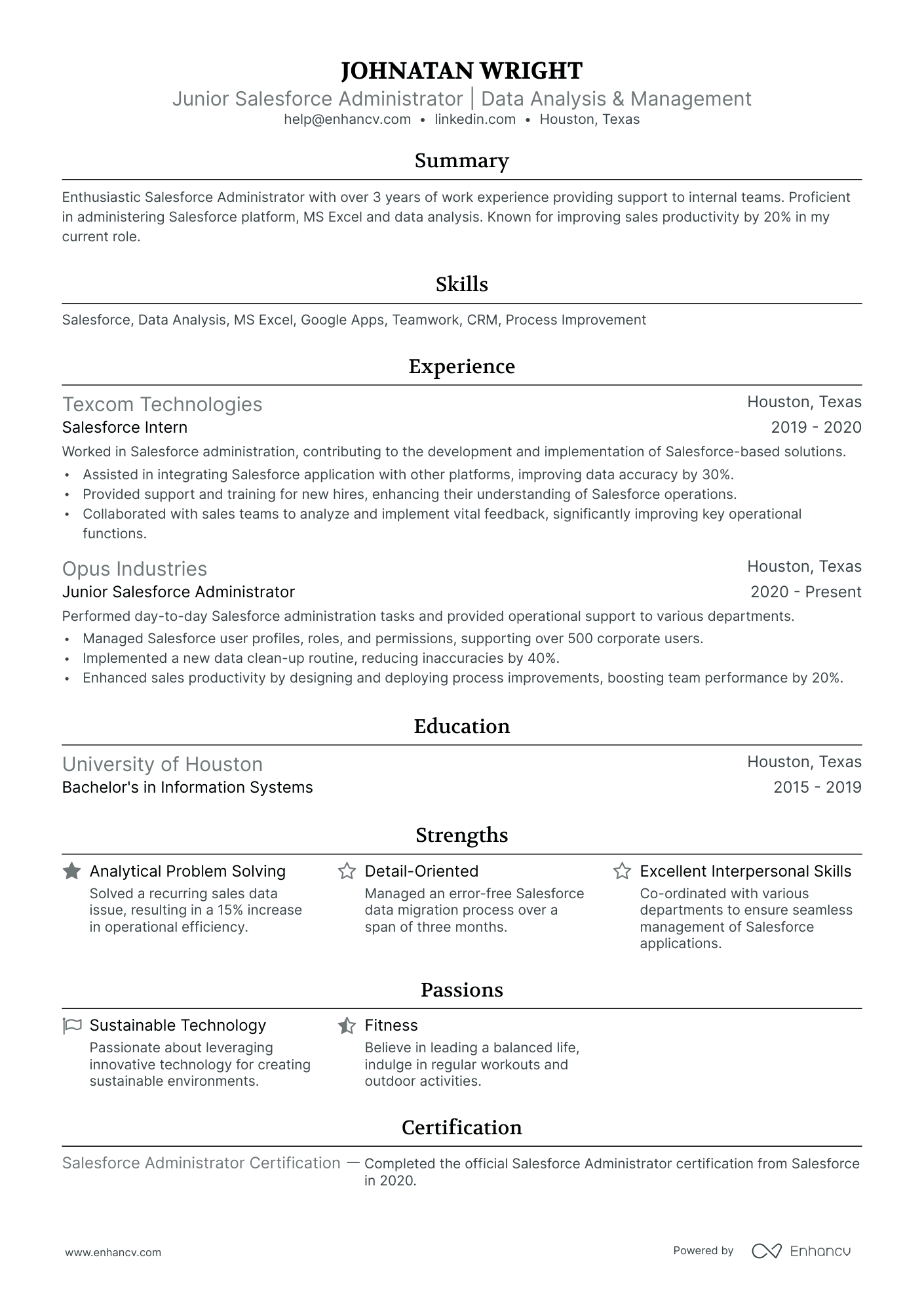 10 Junior Salesforce Admin Resume Examples & Guide for 2026