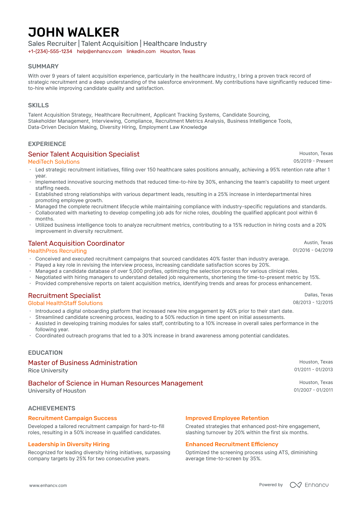 5 Sales Recruiter Resume Examples & Guide for 2024