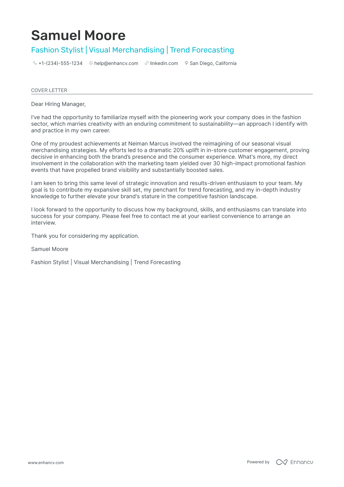 6 Professional Fashion Designer Cover Letter Examples and Template for ...