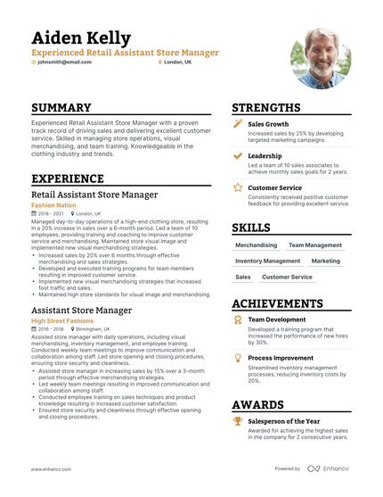 5 Retail Assistant Store Manager Resume Examples & Guide for 2023