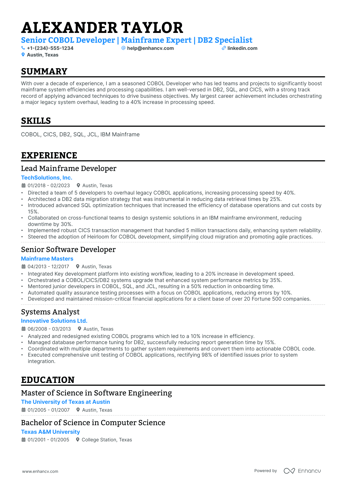 10 Cobol Developer Resume Examples & Guide for 2026
