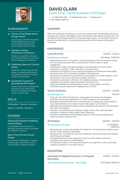 5 Freelance Artist Resume Examples & Guide for 2024