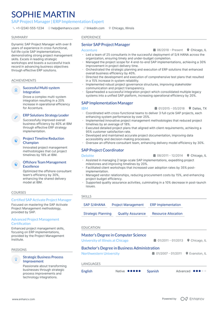 5 SAP Project Manager Resume Examples & Guide for 2024