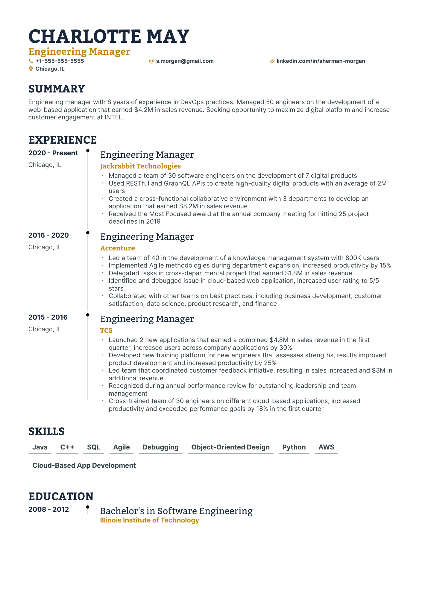 5 Engineering Manager Resume Examples - December 2024