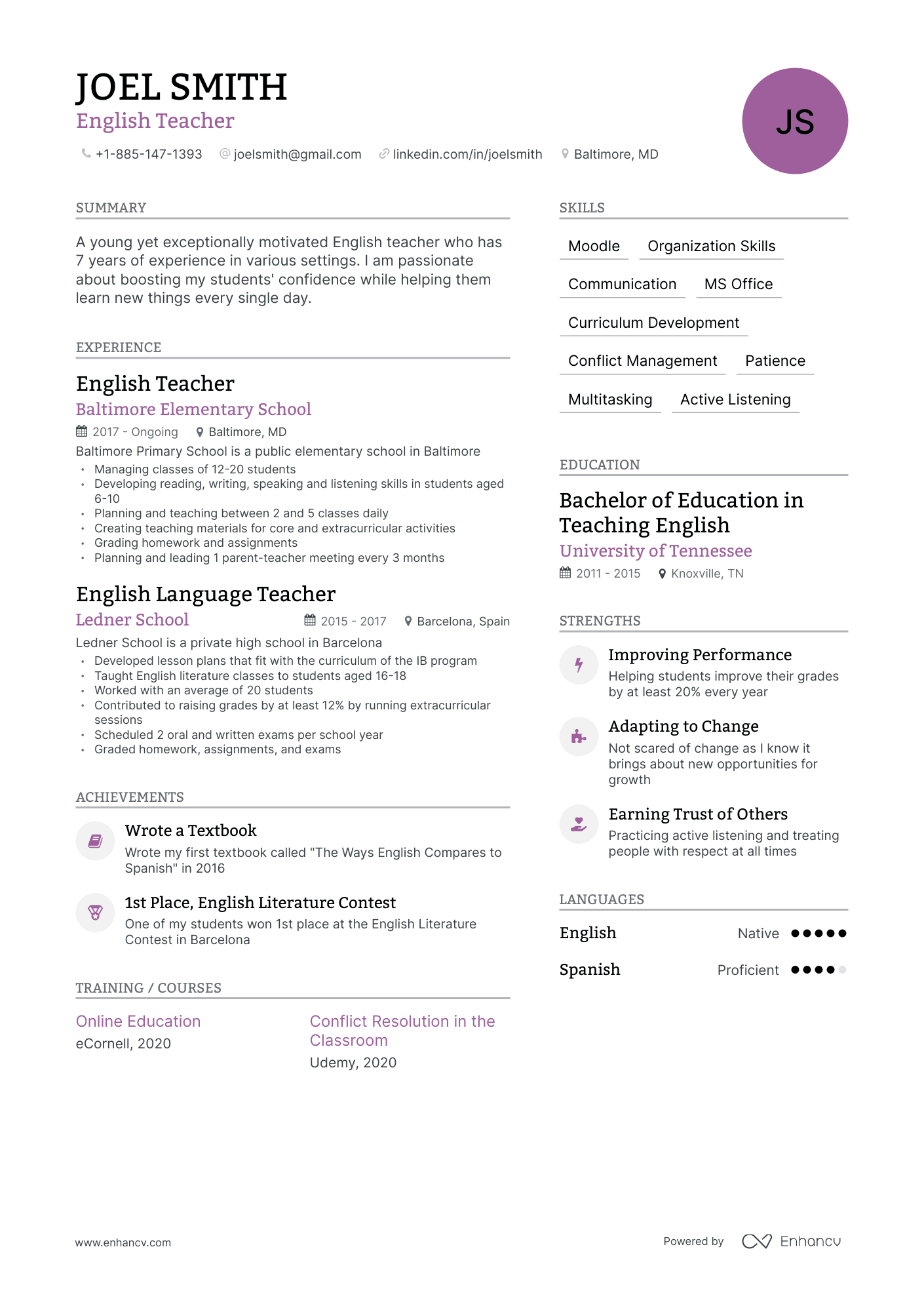 5 English Teacher Resume Examples & Guide for 2024
