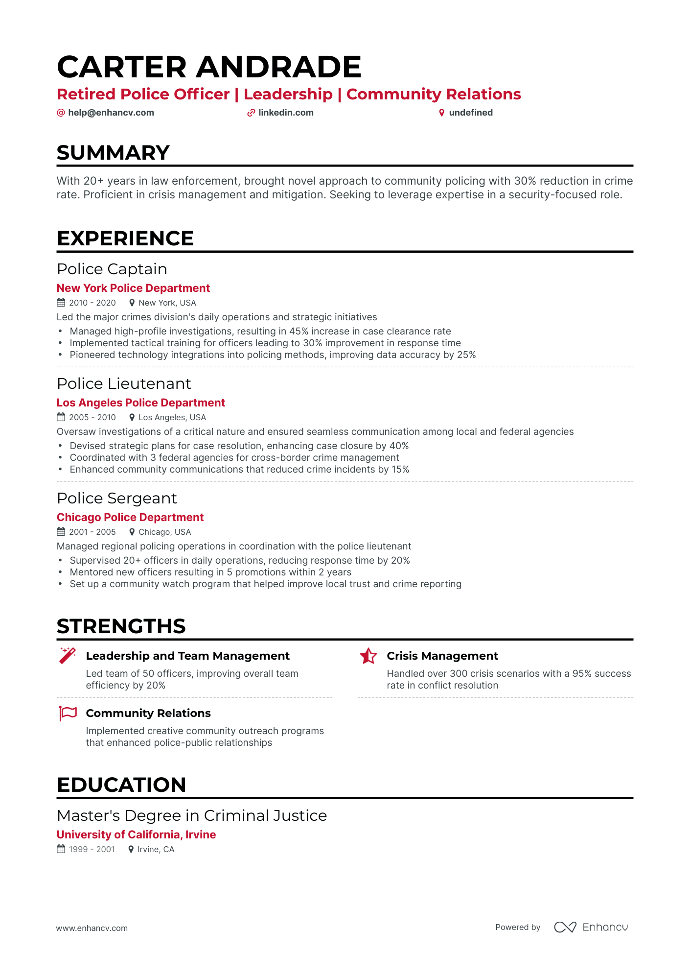 5 Retired Police Officer Resume Examples & Guide for 2024