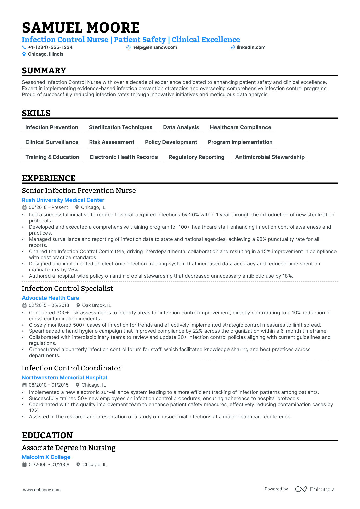 5 Infection Control Nurse Resume Examples & Guide for 2024