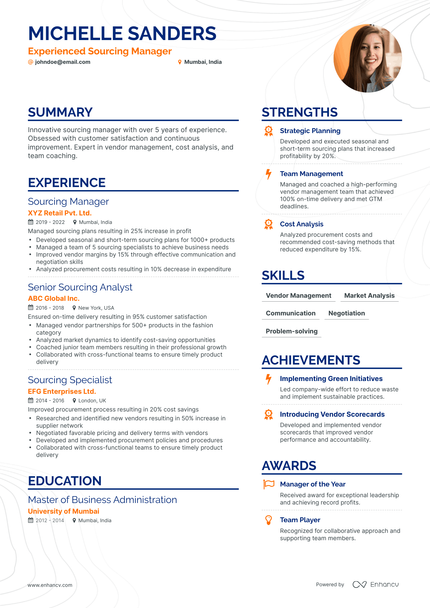5 Sourcing Manager Resume Examples & Guide for 2024