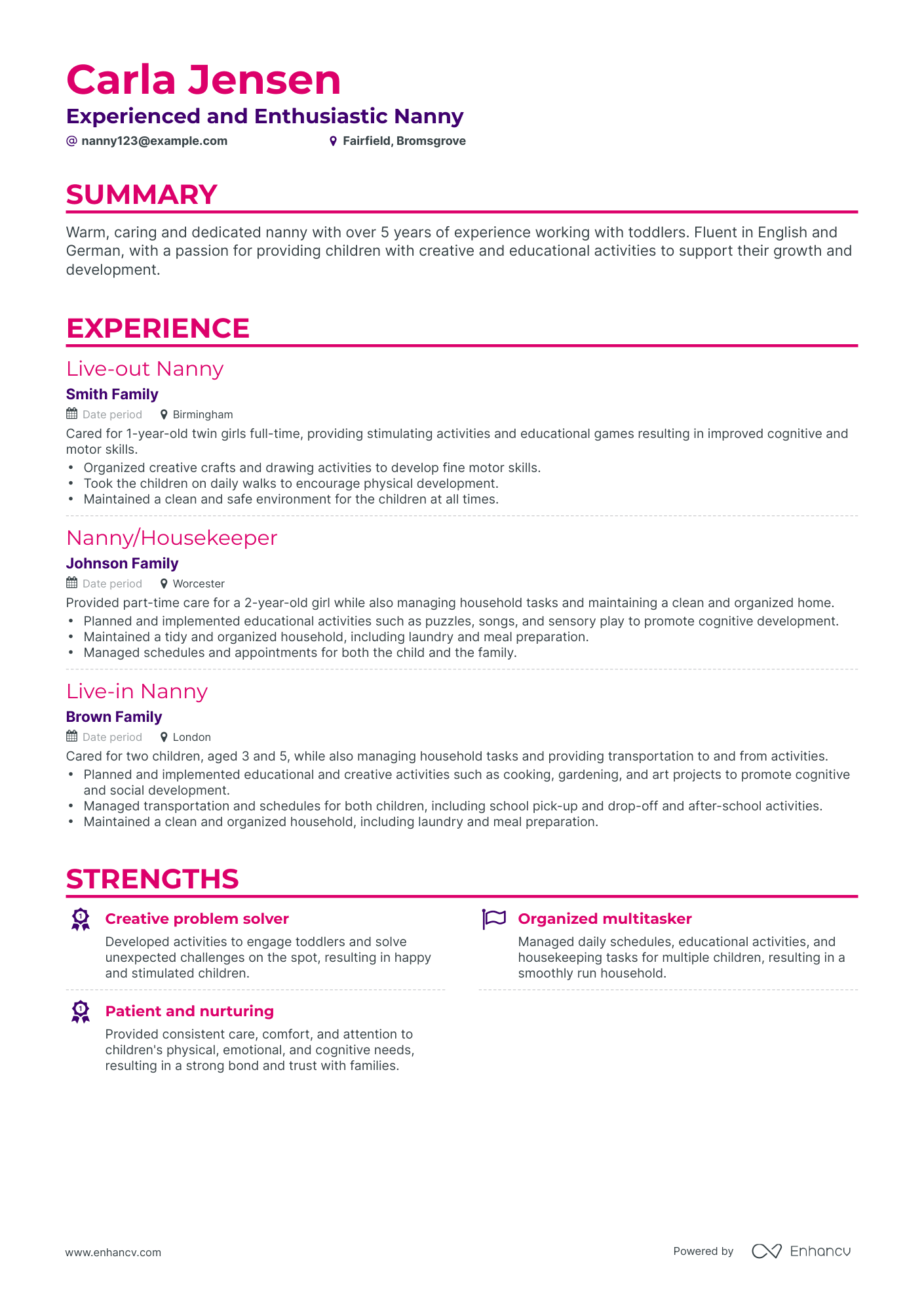 11 Nanny Resume Examples & Guide for 2024