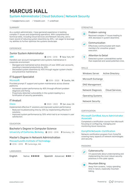 5 Entry Level System Administrator Resume Examples & Guide for 2024