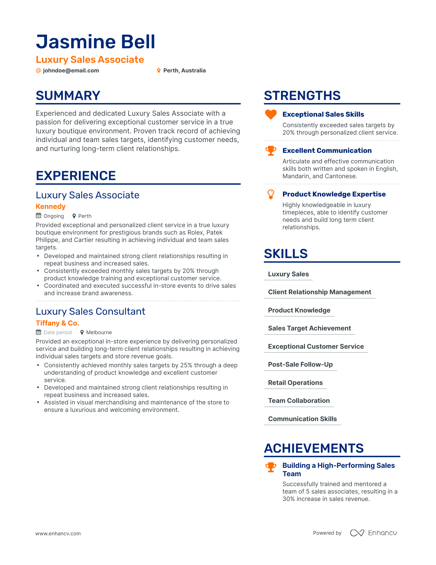5 Luxury Sales Resume Examples & Guide for 2023