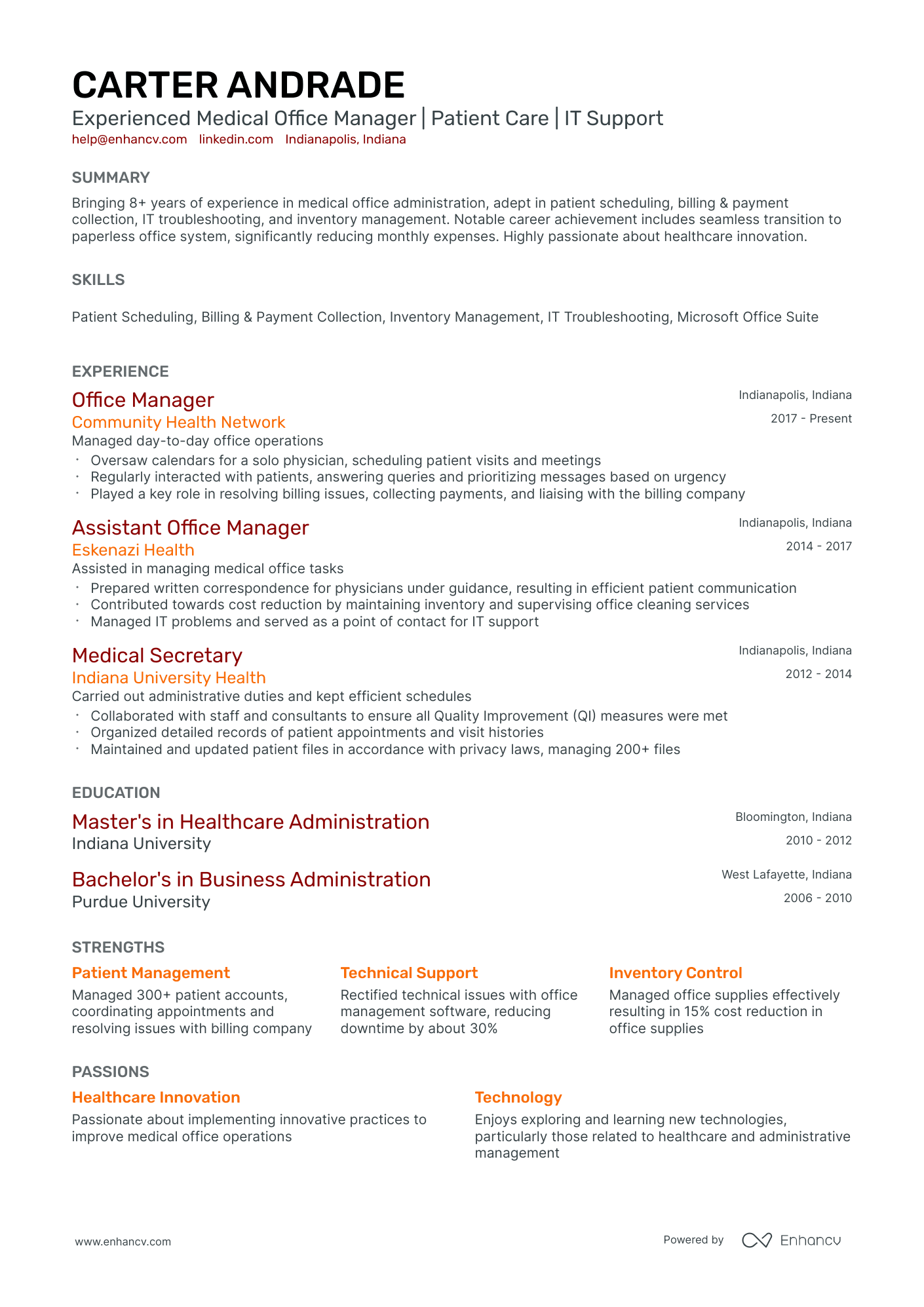 10 Medical Office Manager Resume Examples & Guide for 2026