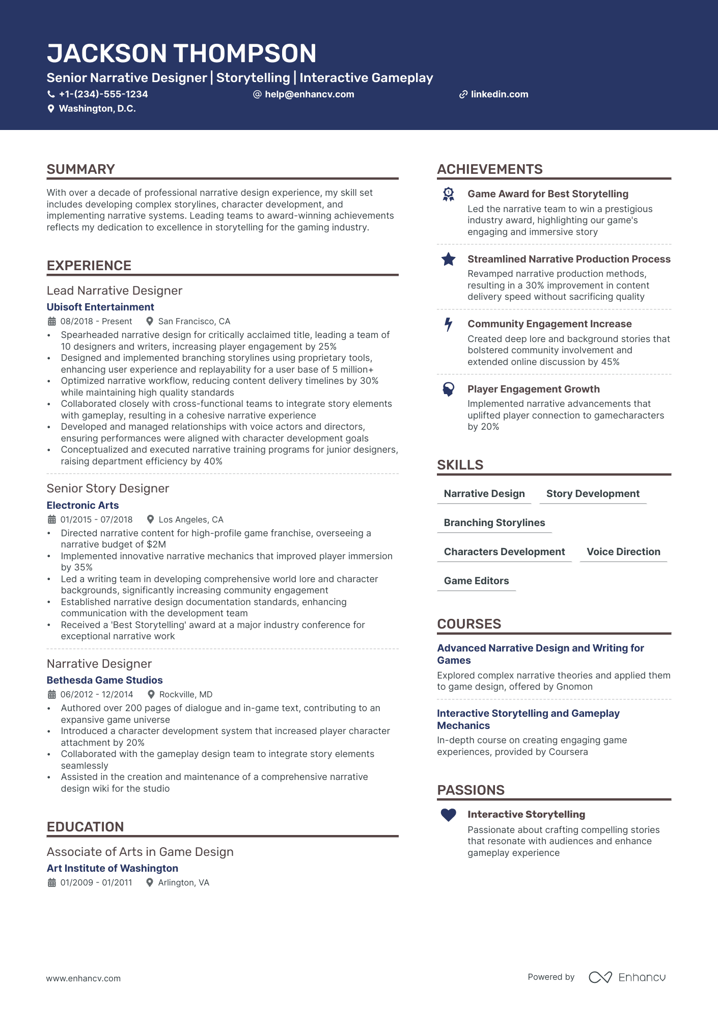 5 Narrative Designer Resume Examples & Guide for 2024
