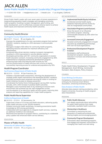 10 Public Health Program Manager Resume Examples & Guide for 2026