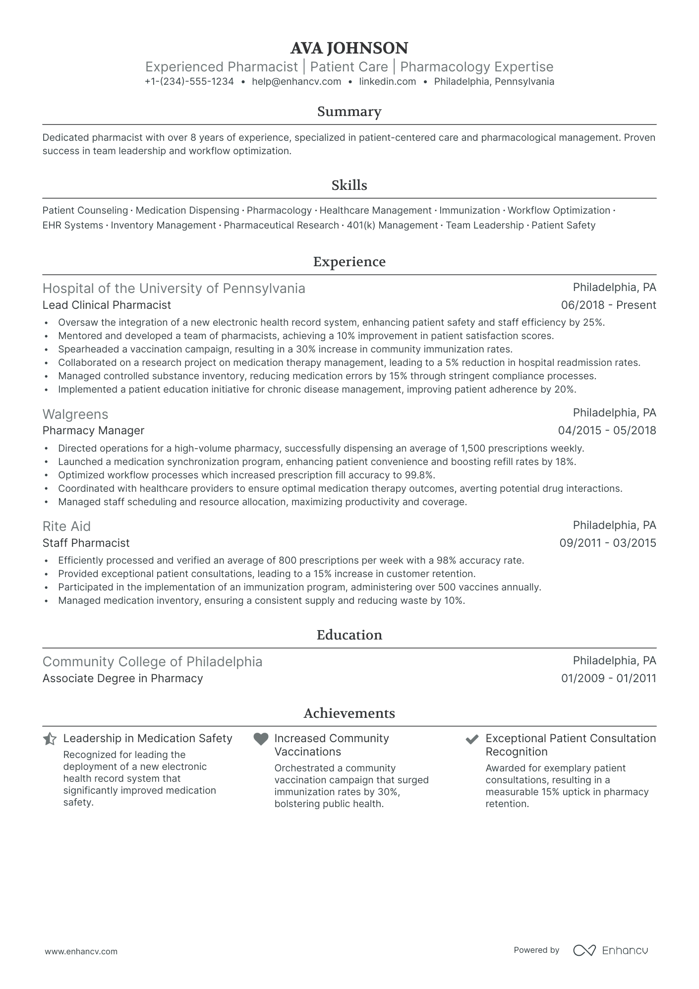 5 CVS Pharmacist Resume Examples & Guide for 2024