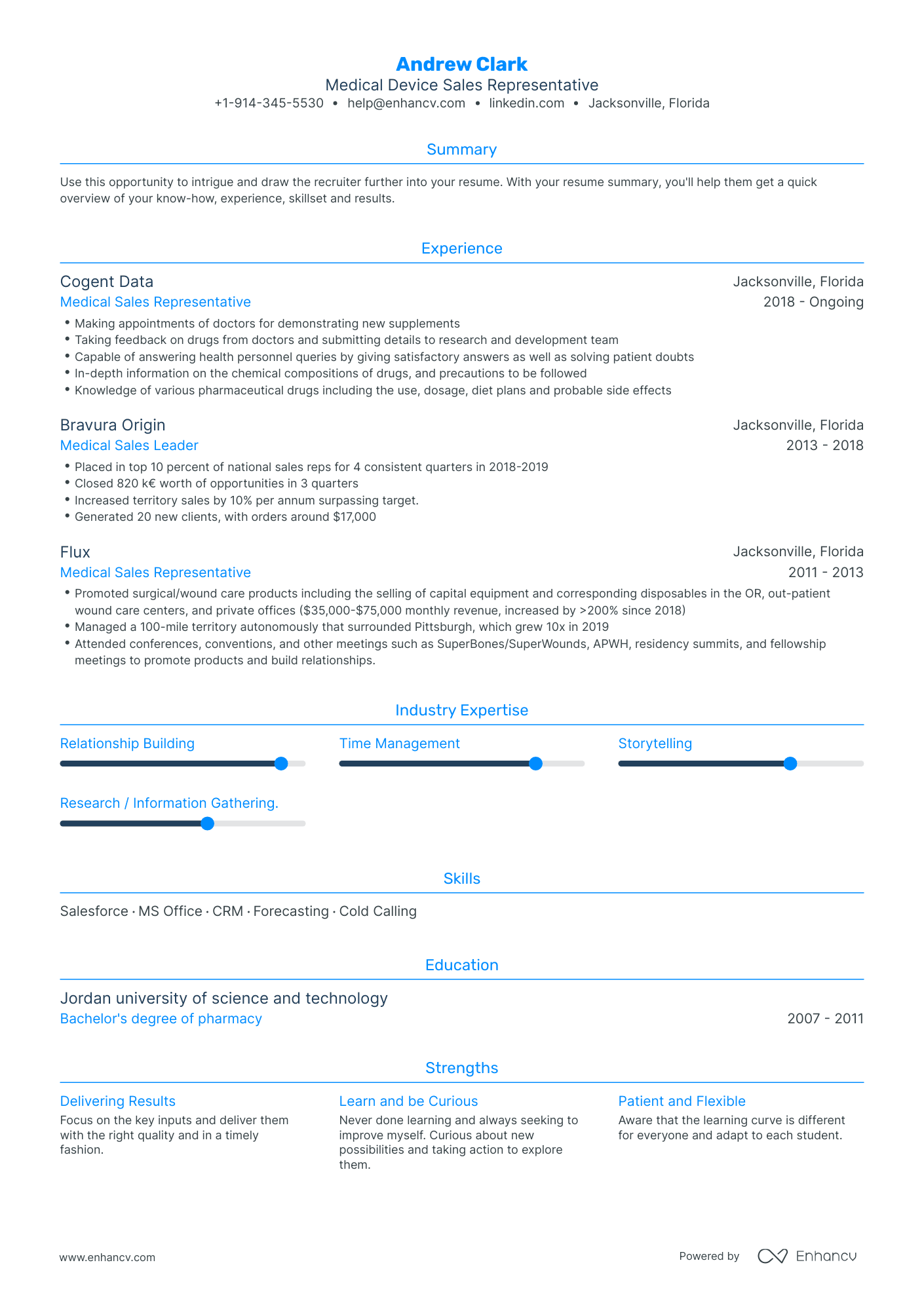Medical Device Sales Representative Resume Examples & Guide for 2023 ...