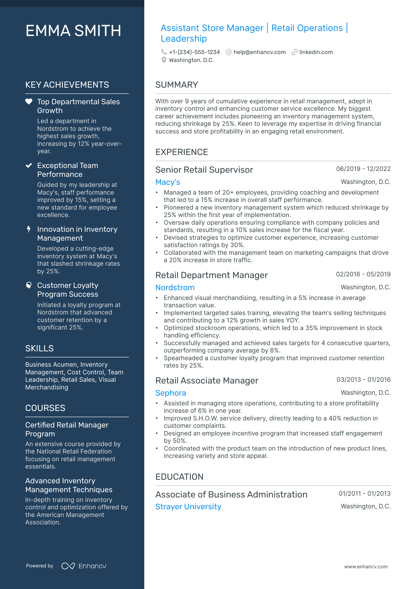 10 Retail Assistant Store Manager Resume Examples & Guide for 2025