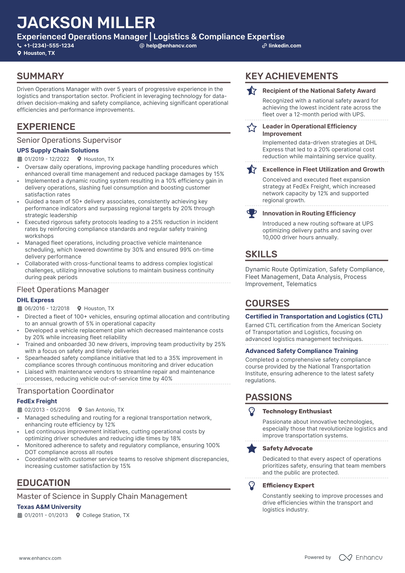 10 FedEx Operations Manager Resume Examples & Guide for 2026