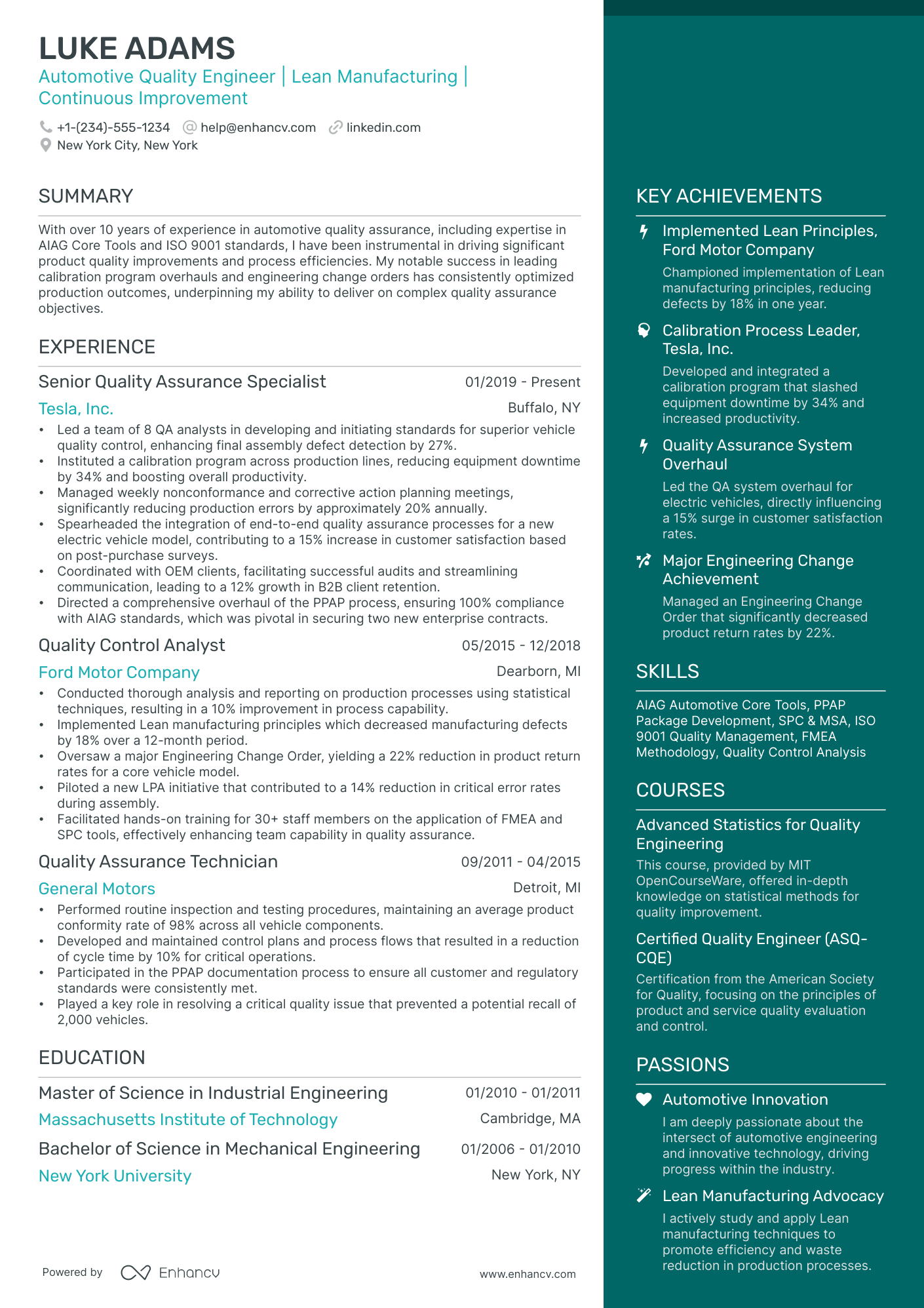 10 Automotive Engineering Resume Examples & Guide for 2026