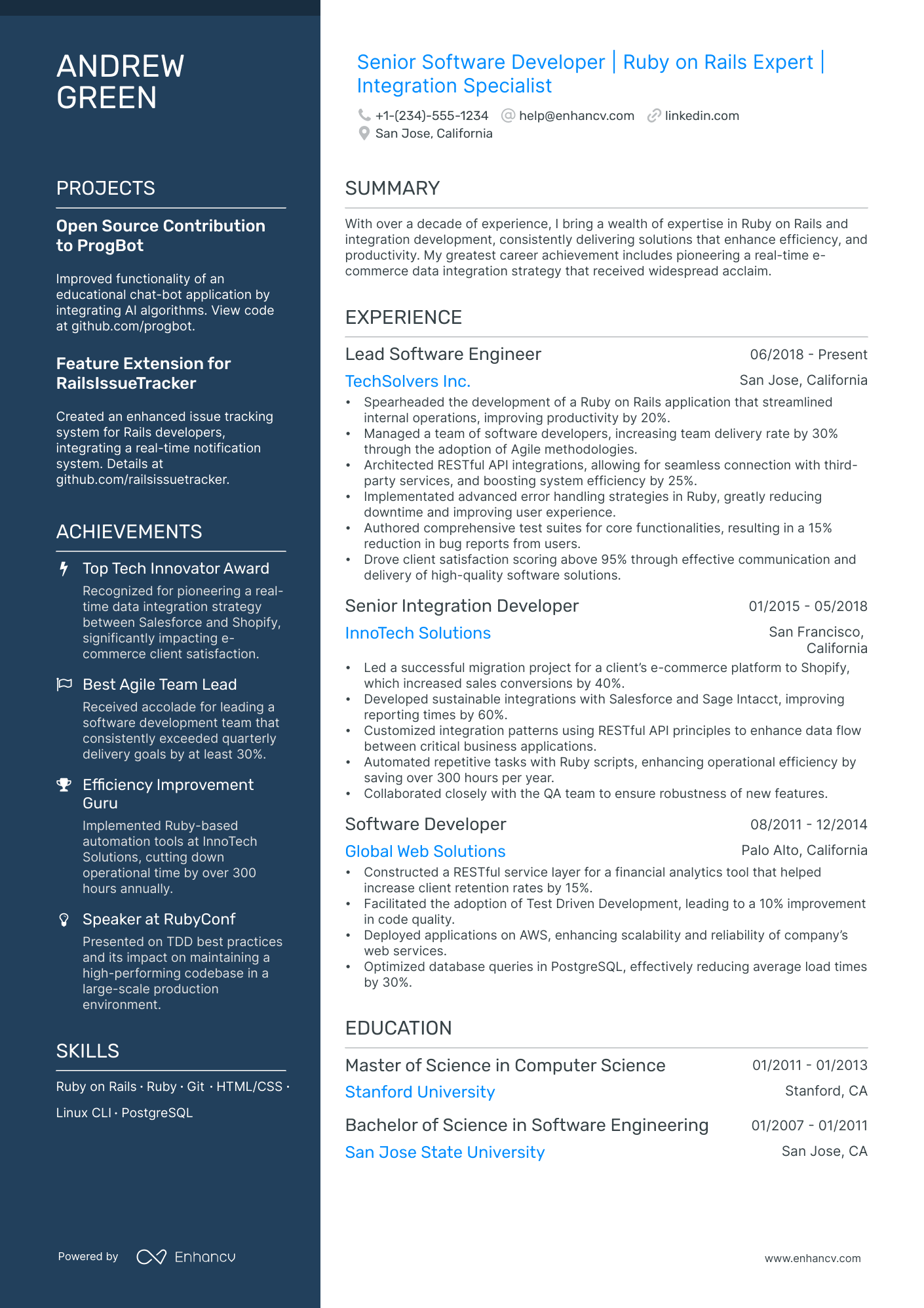 5 Ruby On Rails Developer Resume Examples & Guide for 2024