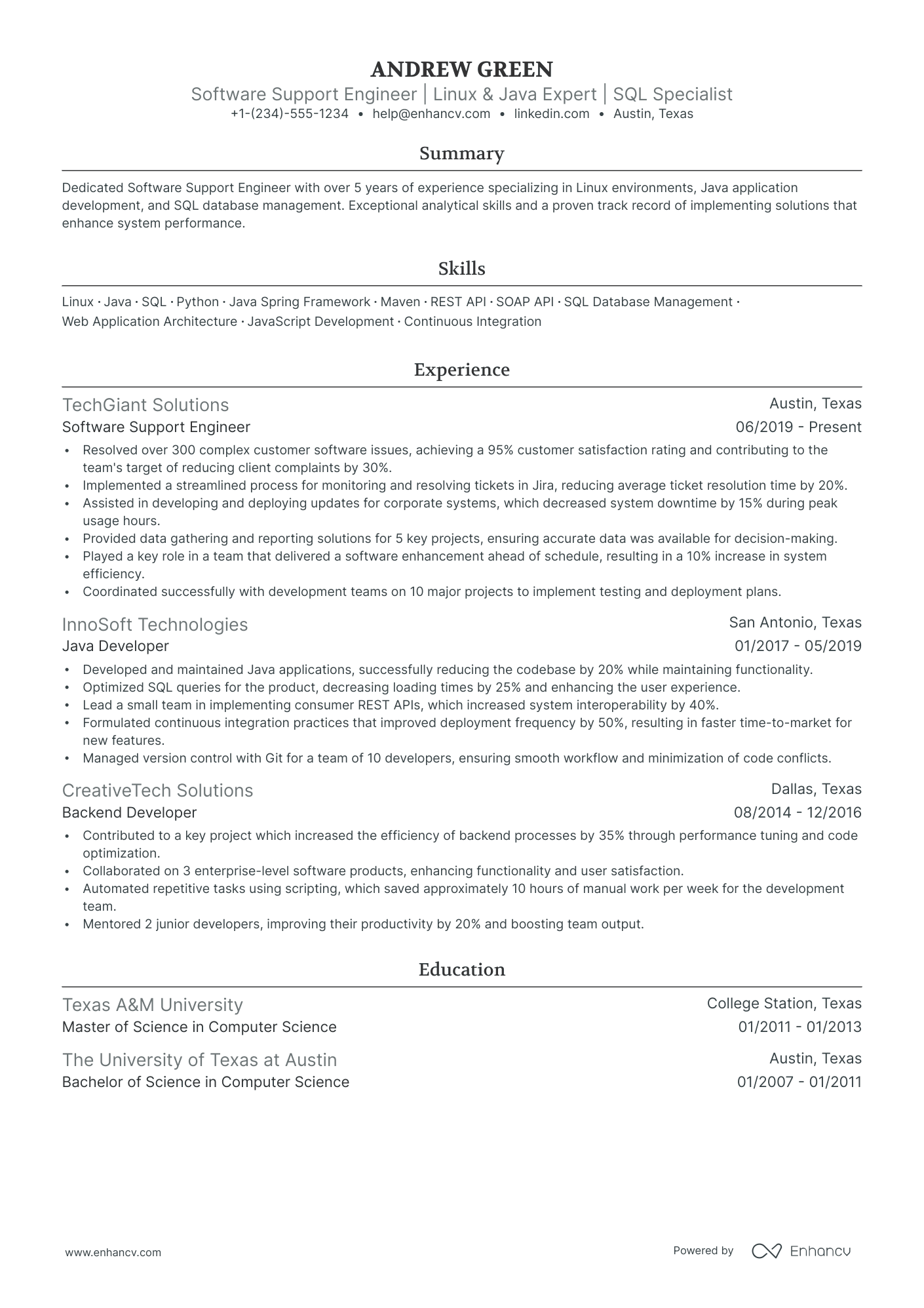 5 Software Support Engineer Resume Examples & Guide for 2024