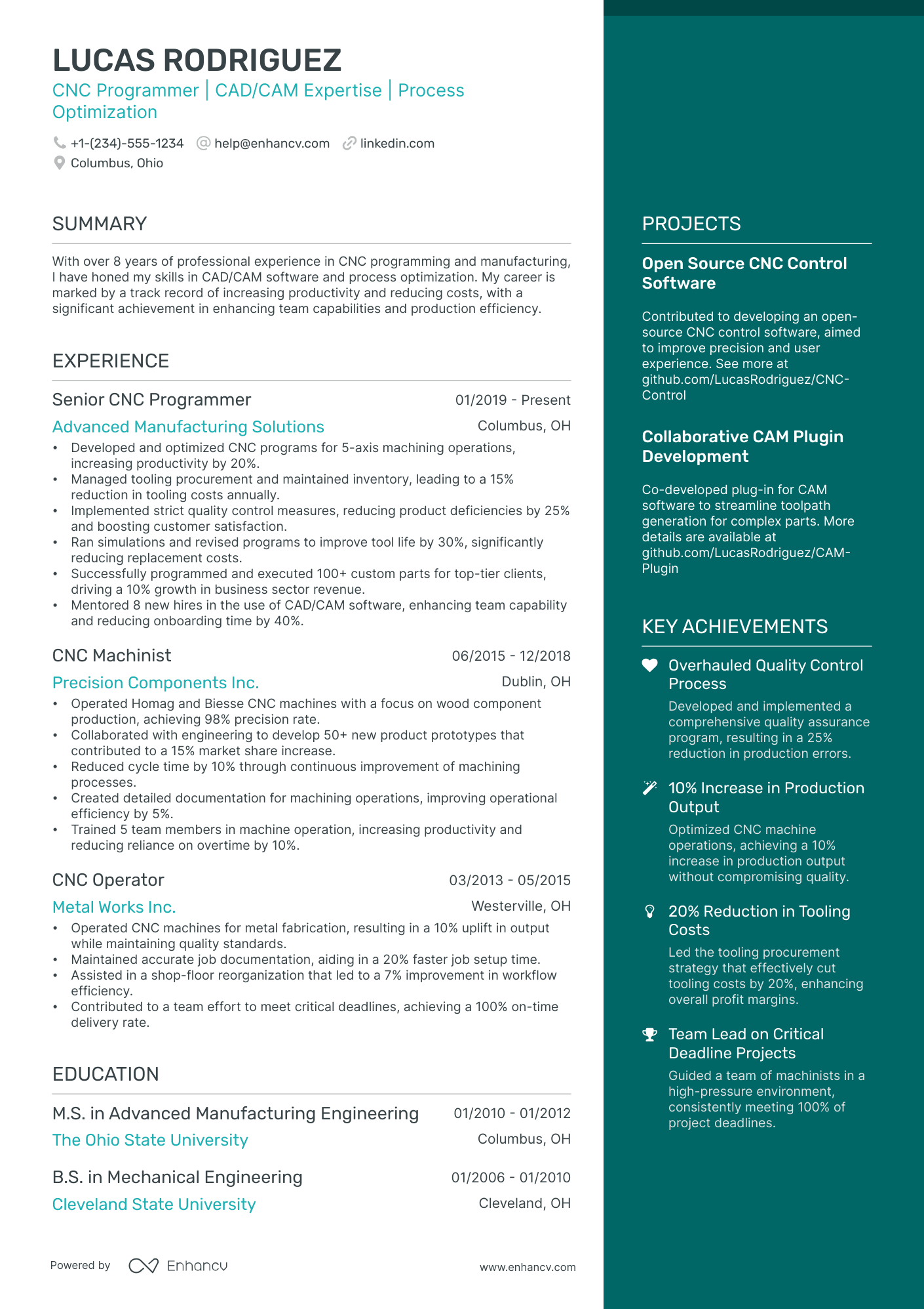 10 CNC Programmer Resume Examples & Guide for 2026