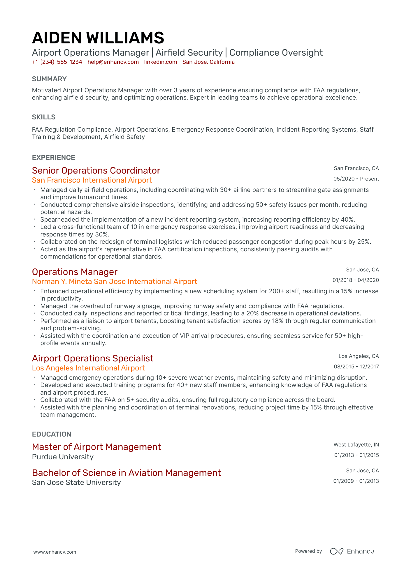 10 Airport Manager Resume Examples, Templates & Guide for 2026