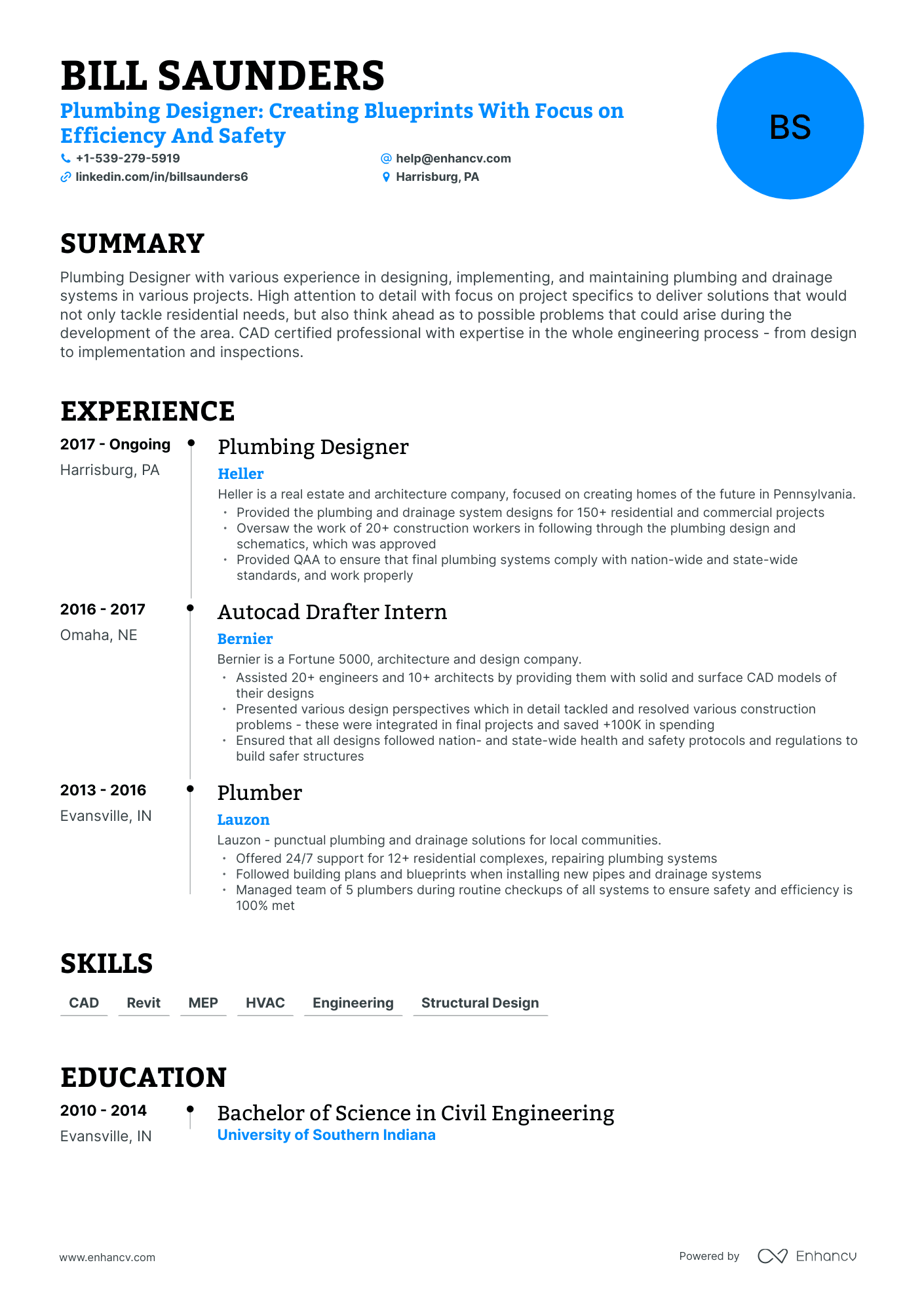 5 Plumbing Designer Resume Examples & Guide for 2024