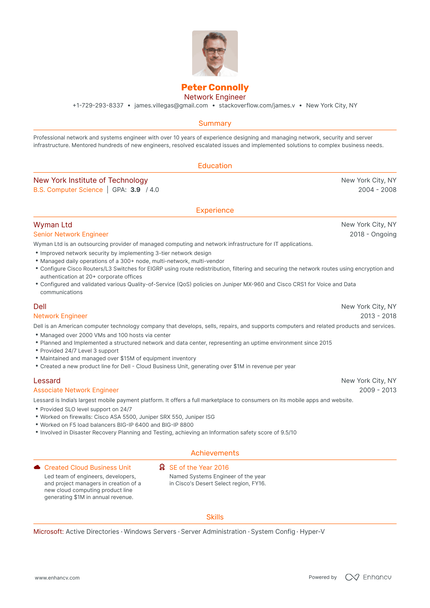 15 Network Engineer Resume Examples & Guide for 2023
