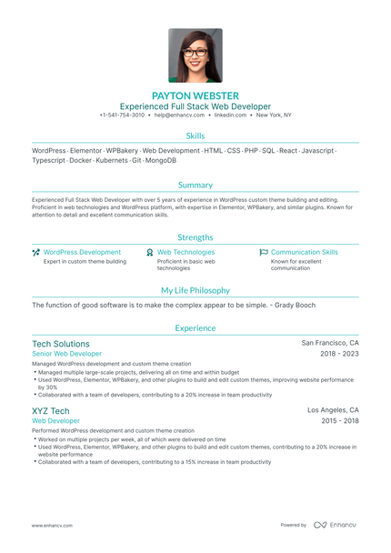 24 Web Developer Resume Examples & Guide for 2023