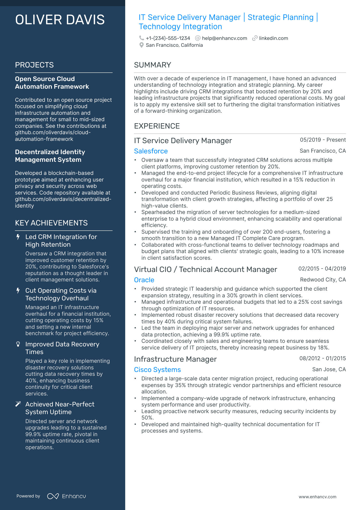 10 IT Service Delivery Manager Resume Examples & Guide for 2025