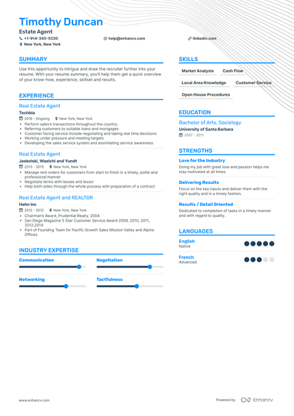 Estate Agent Resume Examples & Guide for 2023 (Layout, Skills, Keywords ...