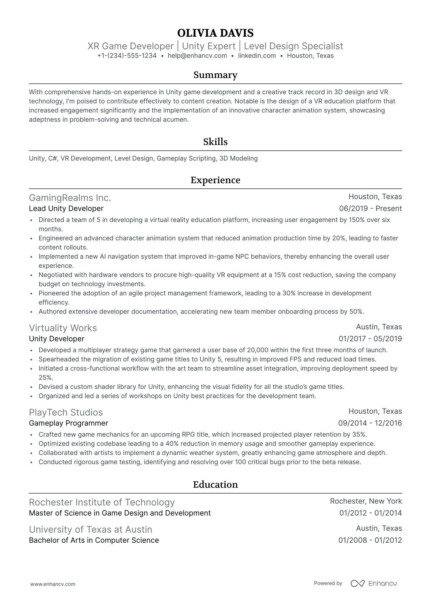 10 Game Developer Resume Examples & Guide for 2026