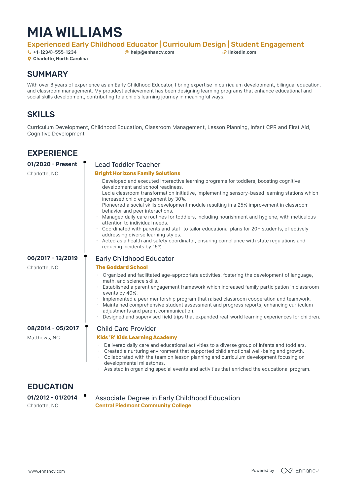 10 Toddler Teacher Resume Examples & Guide for 2026