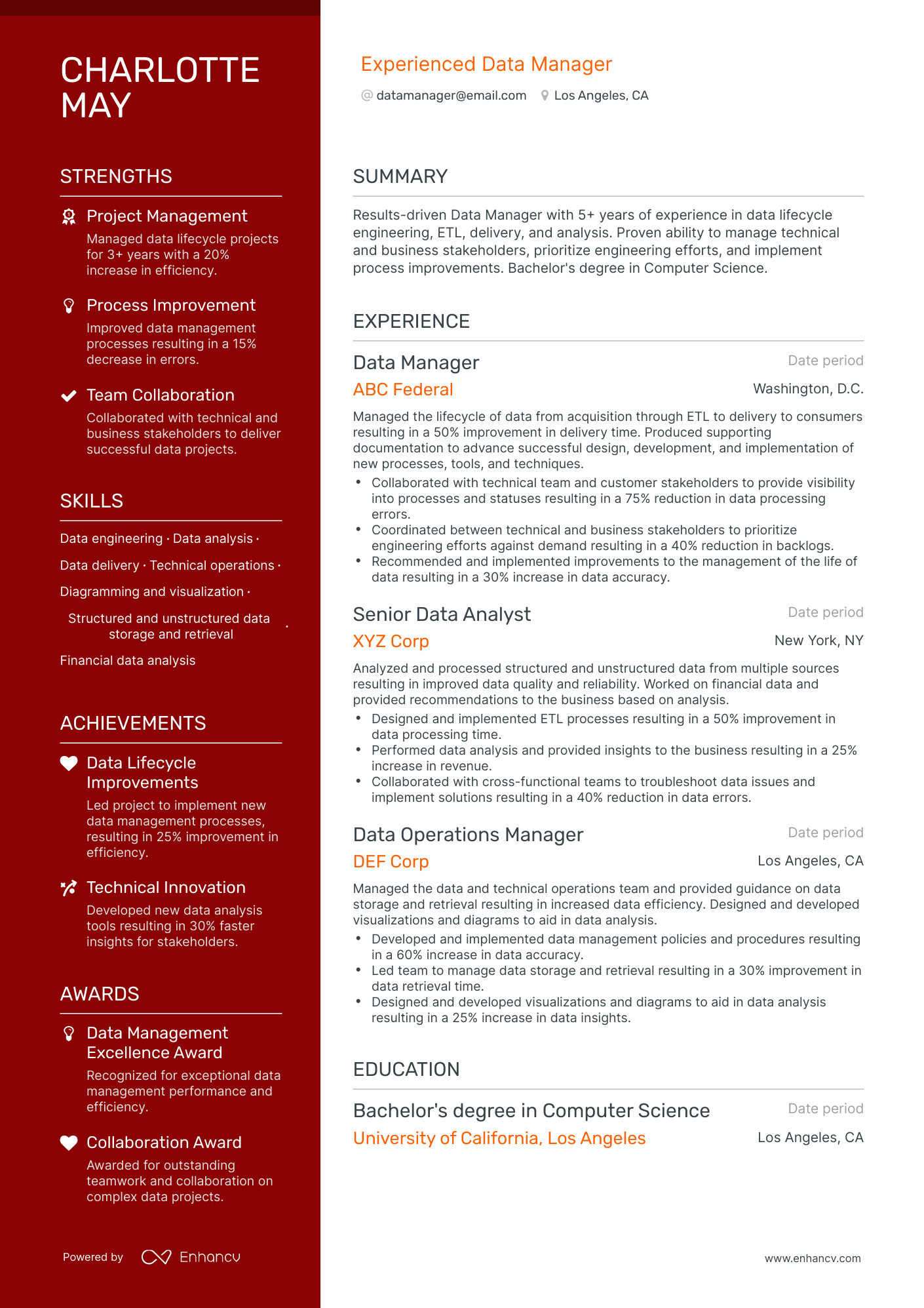 5 Data Manager Resume Examples & Guide for 2023