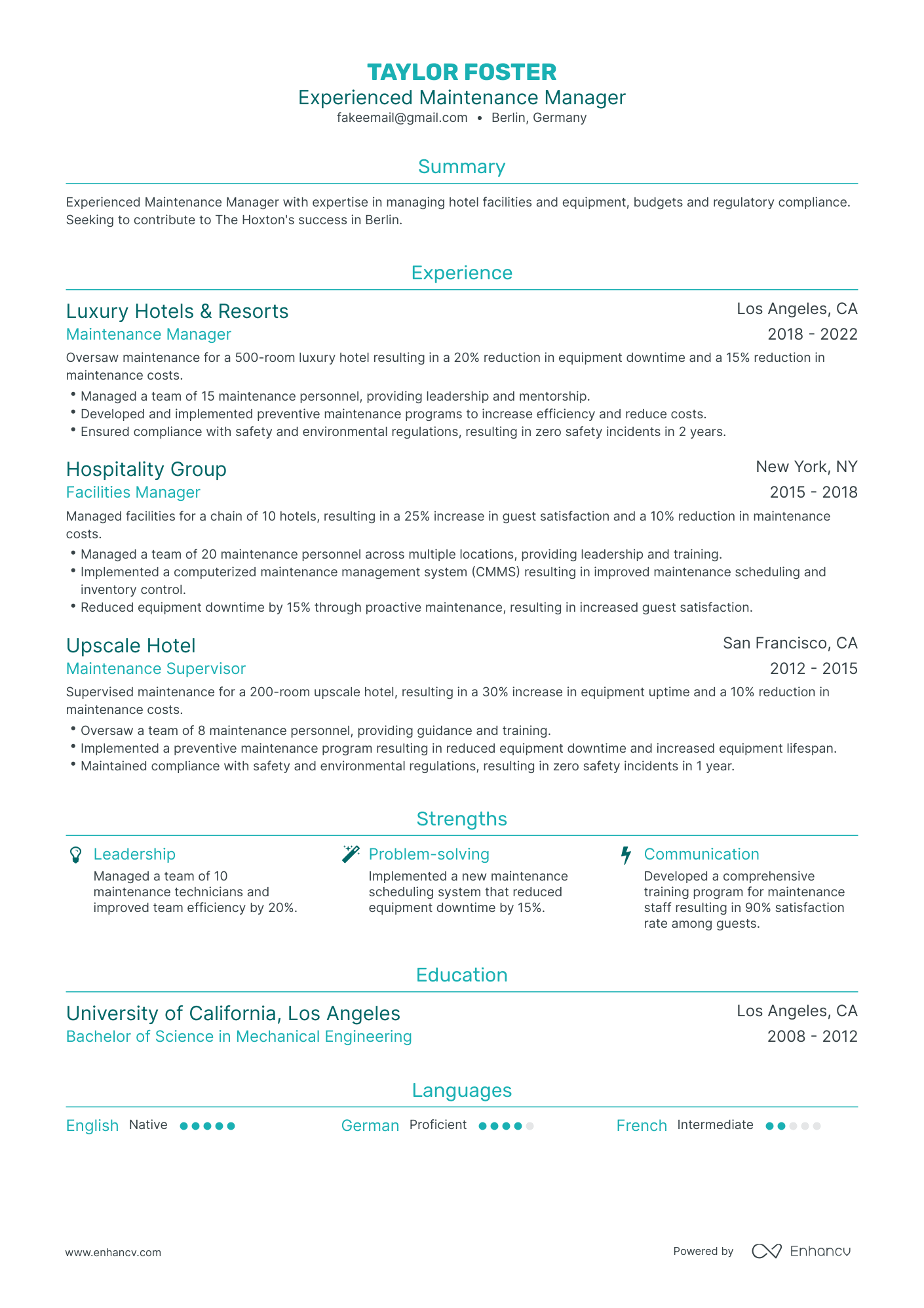 5 Maintenance Manager Resume Examples & Guide for 2023