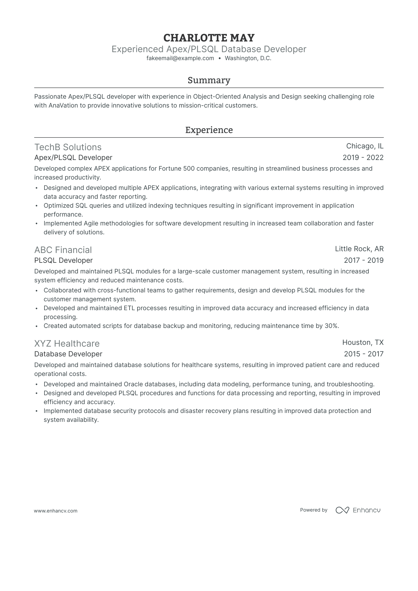 5 Database Developer Resume Examples & Guide for 2024