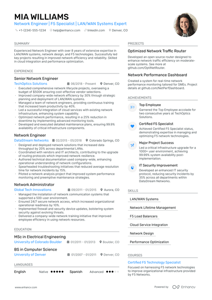 5 F5 Network Engineer Resume Examples & Guide for 2024