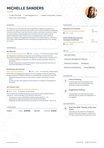 5 Art Teacher Resume Examples & Guide for 2023