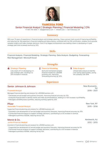 5 Senior Financial Analyst Resume Examples & Guide for 2024