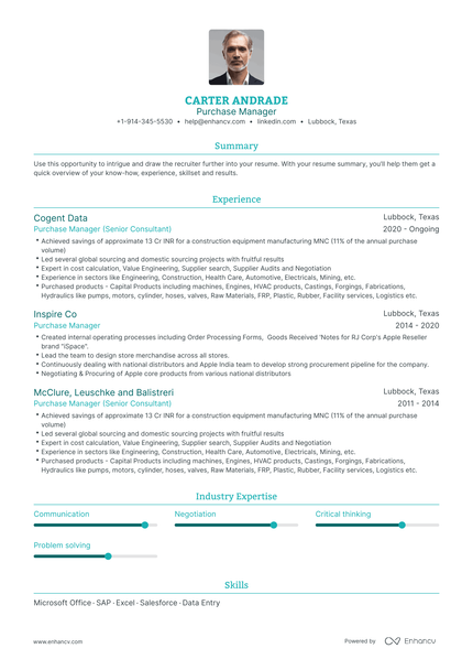 Purchase Manager Resume Examples & Guide for 2023 (Layout, Skills ...